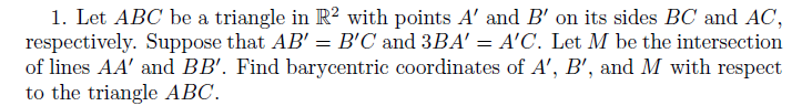 Solved 1. Let ABC be a triangle in R2 with points A′ and B′ | Chegg.com