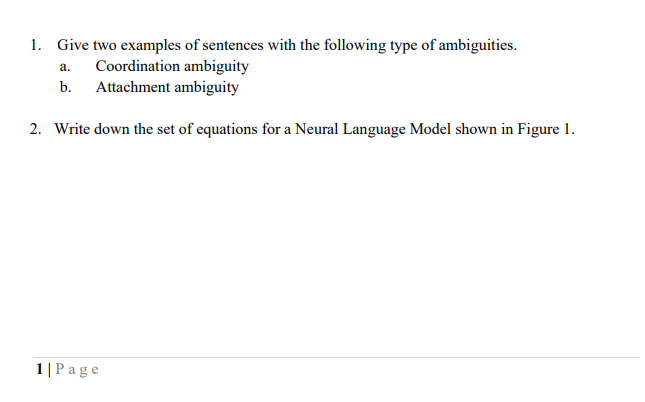 Solved Give two examples of sentences with the following | Chegg.com