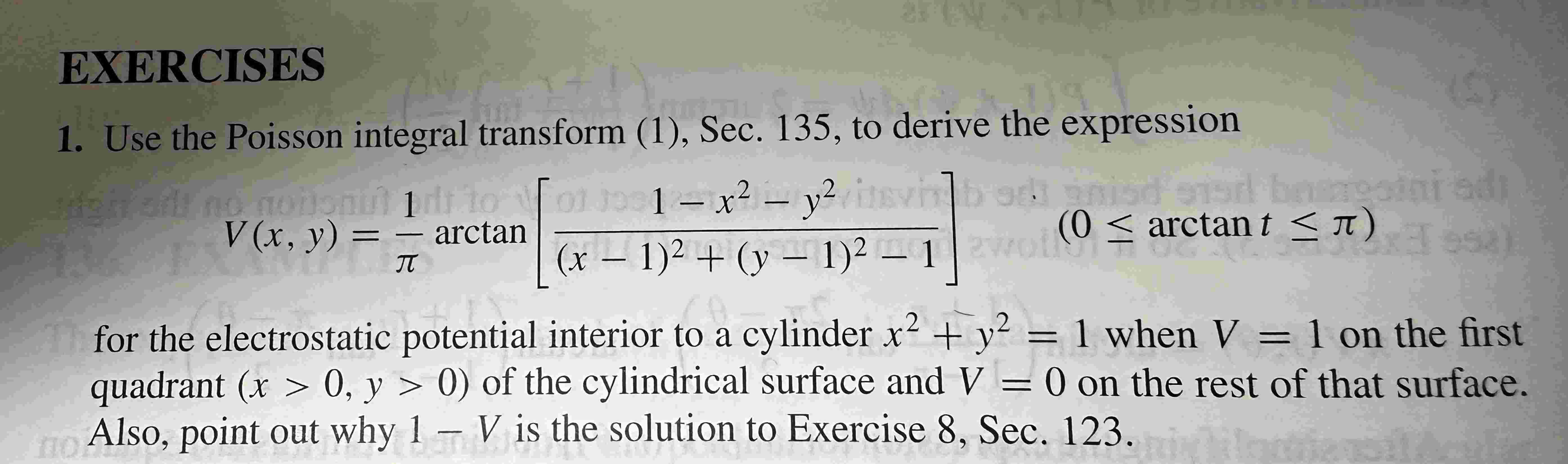 Solved EXERCISESUse the Poisson integral transform (1), | Chegg.com