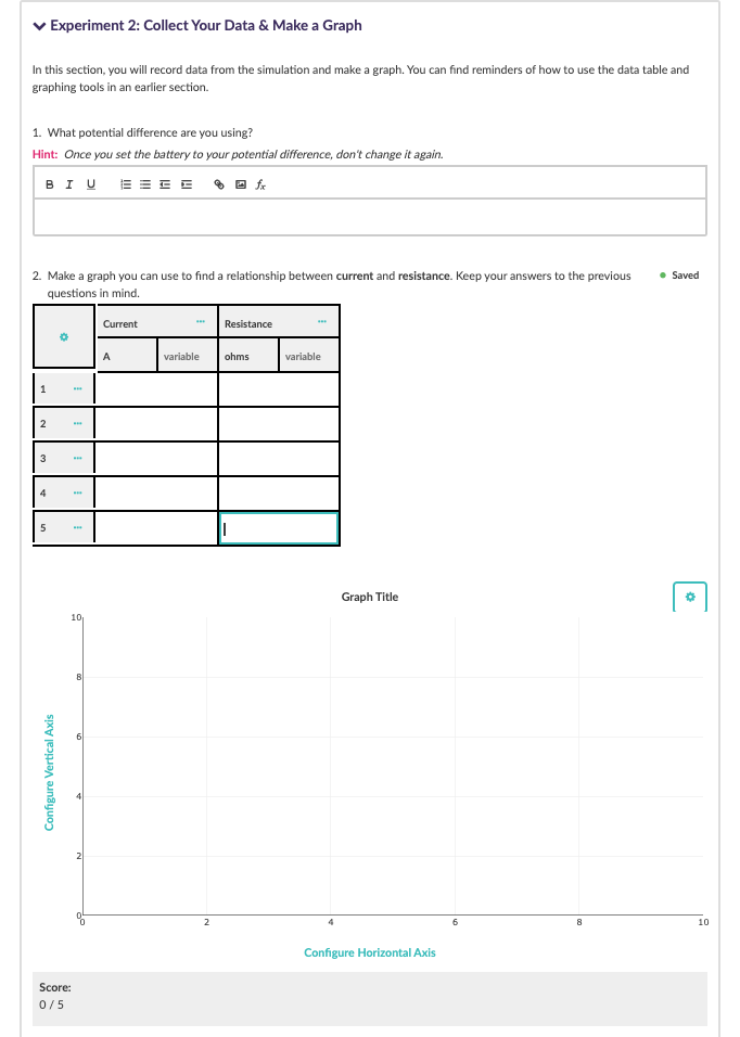 Experiment 2: Collect Your Data & Make a Graph In | Chegg.com