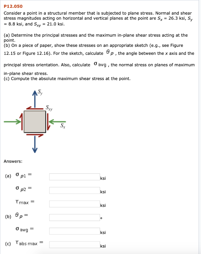 Solved P12.050 Consider a point in a structural member that | Chegg.com