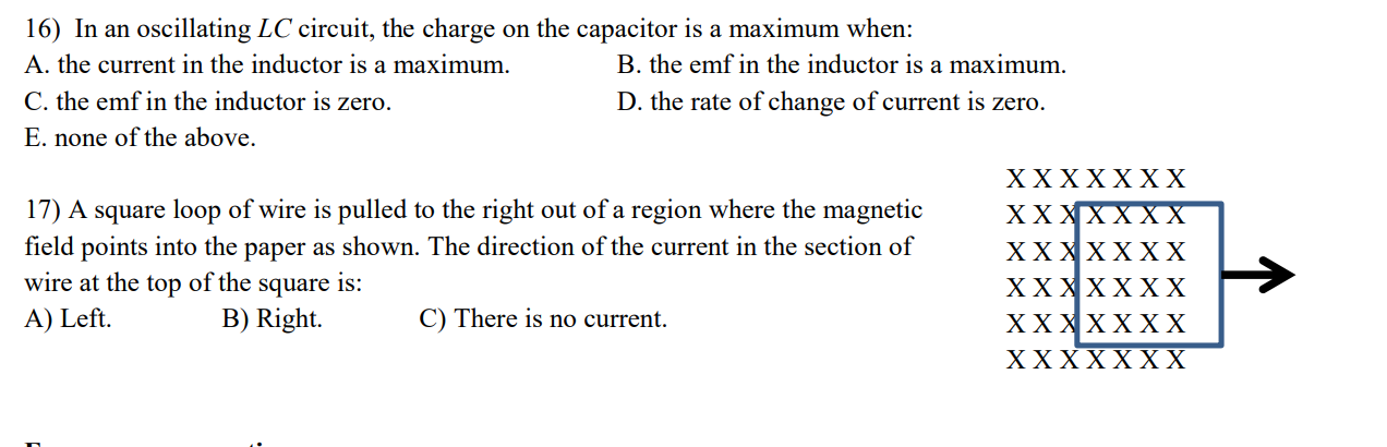 Solved 16) In an oscillating LC circuit, the charge on the | Chegg.com