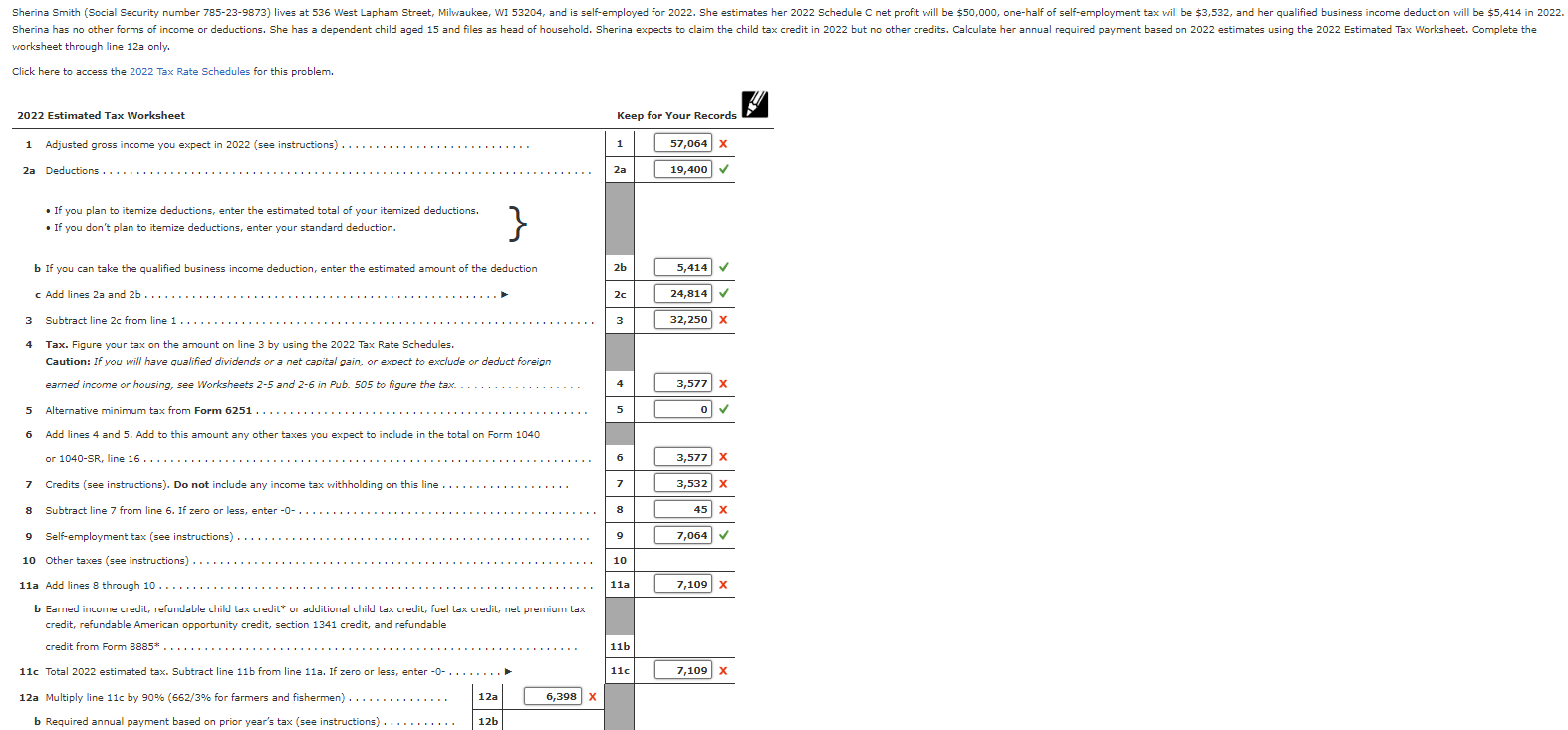 worksheet through line 12a only. Click here to access | Chegg.com