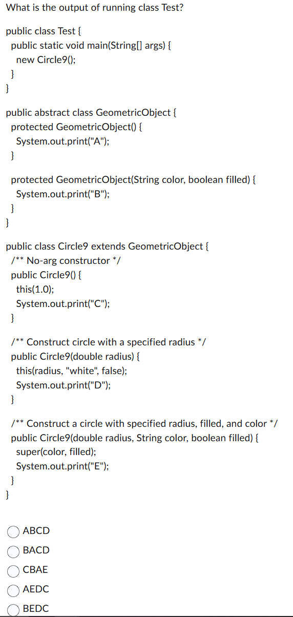 Solved What Is The Output Of Running Class Test Public 