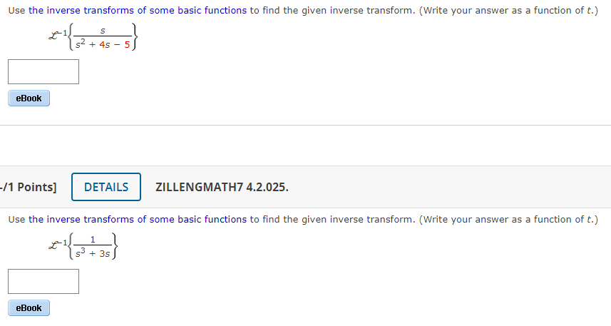 Solved Use the inverse transforms of some basic functions to | Chegg.com