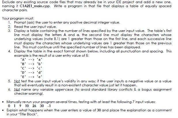 Solved Exclude any existing source code files that may | Chegg.com