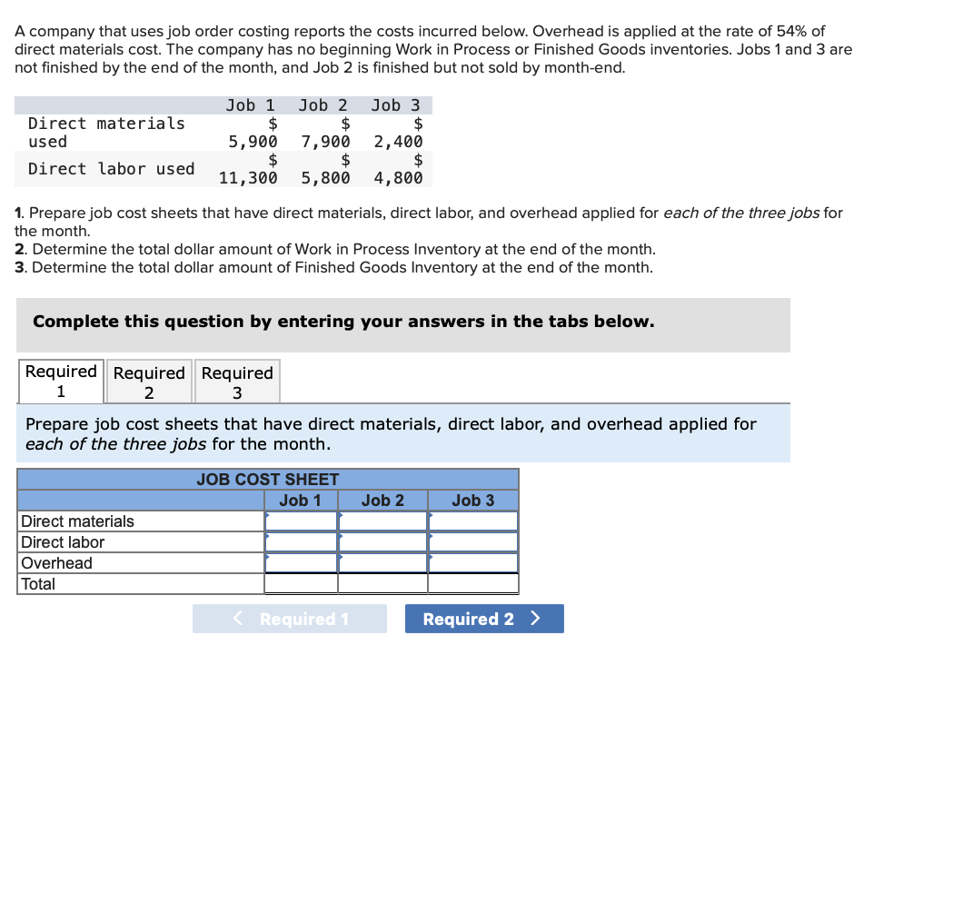Solved A company that uses job order costing reports the | Chegg.com