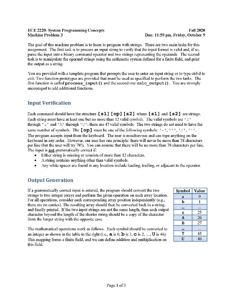 Ece 2220 System Programming Concepts Machine Problem 