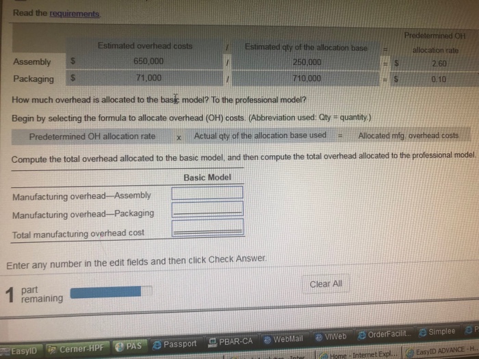 Solved Read the requirements ?? Estimated overhead costs | Chegg.com
