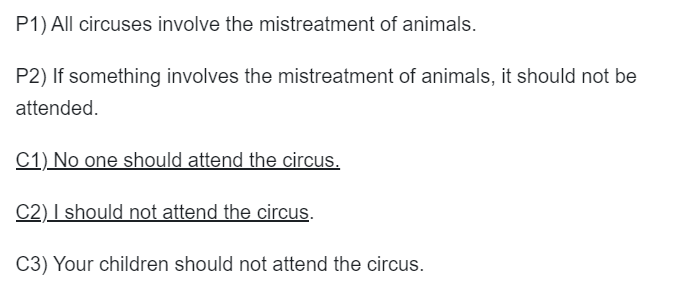 Solved P1) All circuses involve the mistreatment of animals. | Chegg.com
