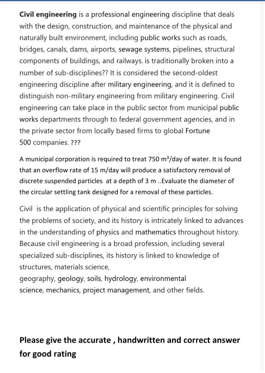 Solved Civil engineering is a professional engineering | Chegg.com