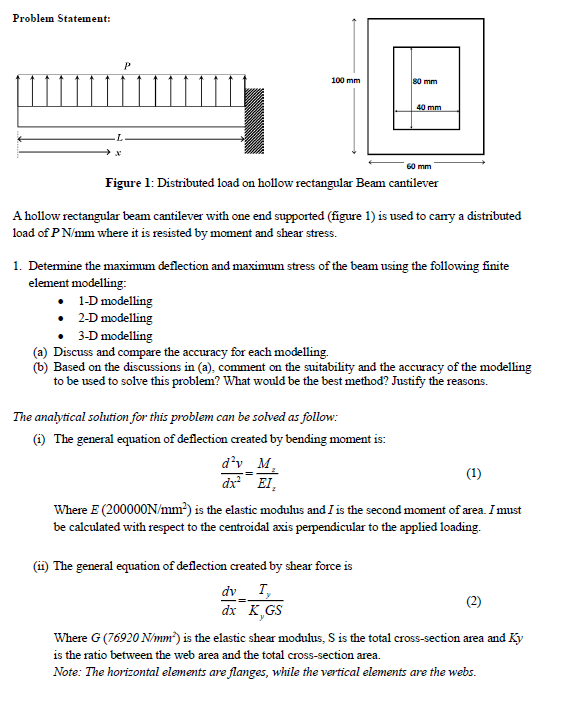 [Solved]: Problem Statement: L P 100 mm 60 mm Figure 1: D