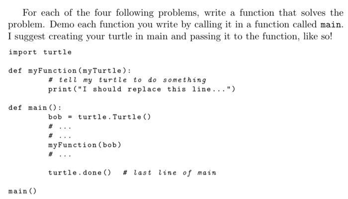 For each of the four following problems, write a | Chegg.com