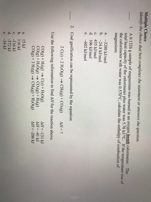 Solved Multiple Choice ldentify the choice that best | Chegg.com