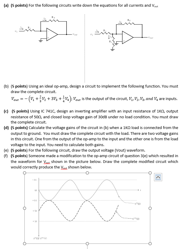 Solved (a) (5 points) For the following circuits write down | Chegg.com