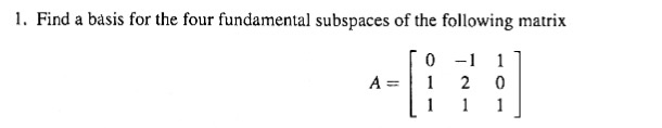 Solved 1. Find a basis for the four fundamental subspaces of | Chegg.com