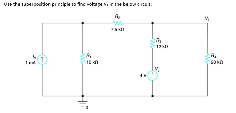 Solved Use the superposition principle to find voltage V1 in | Chegg.com
