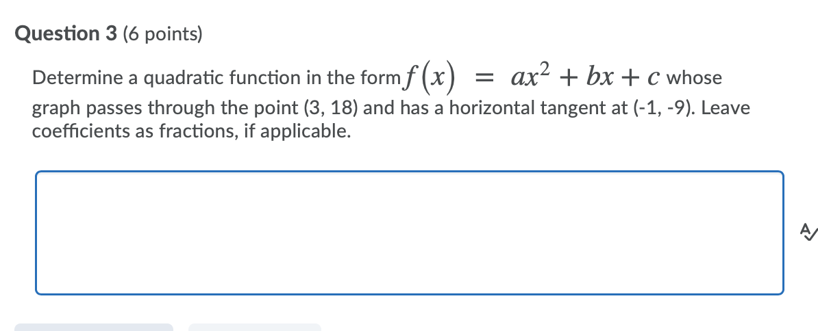 Solved Question 3 (6 points) Determine a quadratic function | Chegg.com