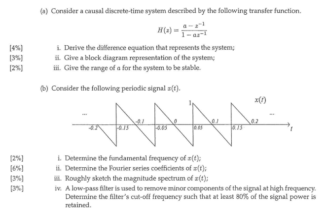Solved (a) Consider a causal discrete-time system described | Chegg.com