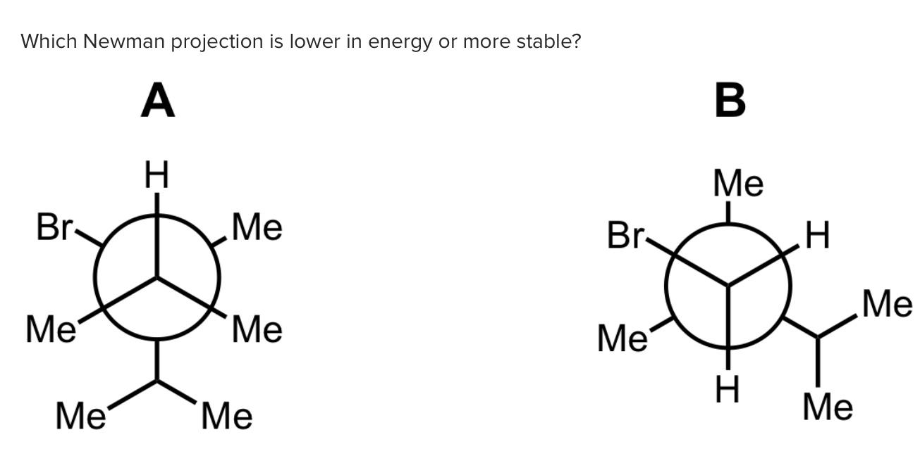 Solved Which Newman projection is lower in energy or more | Chegg.com
