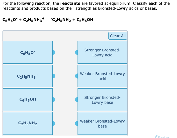 Solved For the following reaction, the reactants are favored | Chegg.com