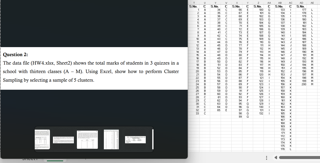 Solved Question 2: The data file (HW4.xlsx, Sheet2) shows | Chegg.com