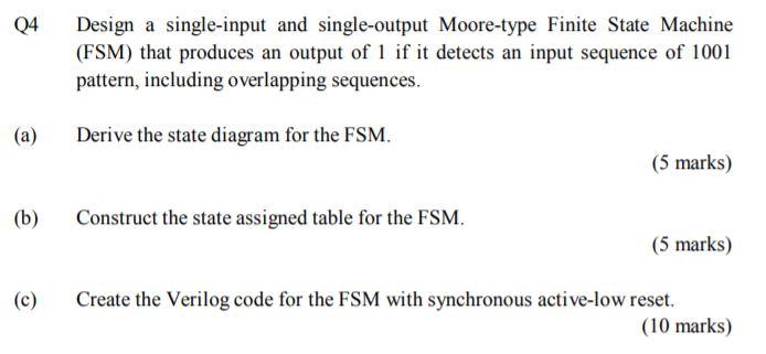 Solved Q4 Design a single-input and single-output Moore-type | Chegg.com