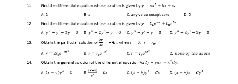 Solved 1. 2. . 3. A general solution to a fourth-order | Chegg.com