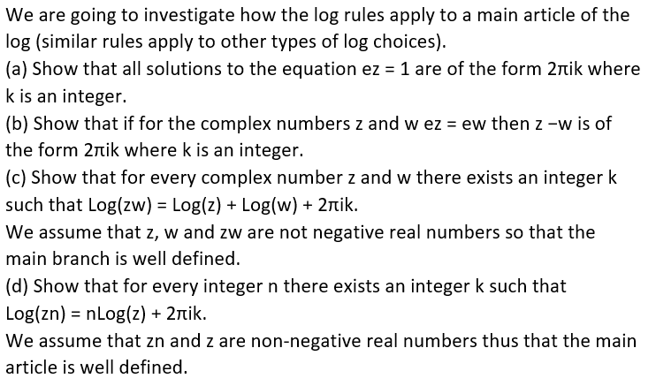 Solved We are going to investigate how the log rules apply | Chegg.com