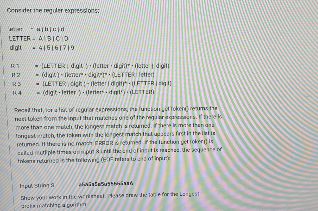 Solved Consider the regular expressions: letter =∣a∣b/c/d | Chegg.com