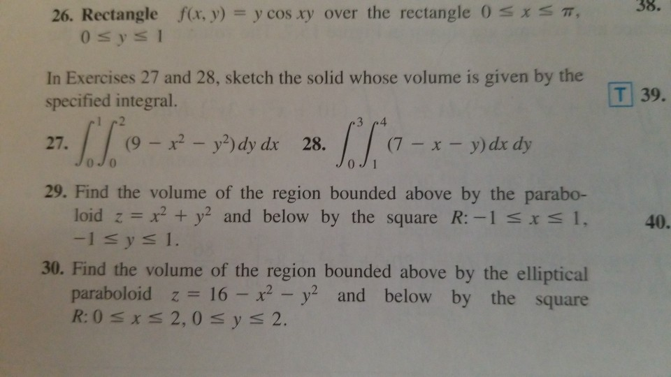 Solved 26. Rectangle fx,y)-y cos xy over the rectangle 0sx S | Chegg.com