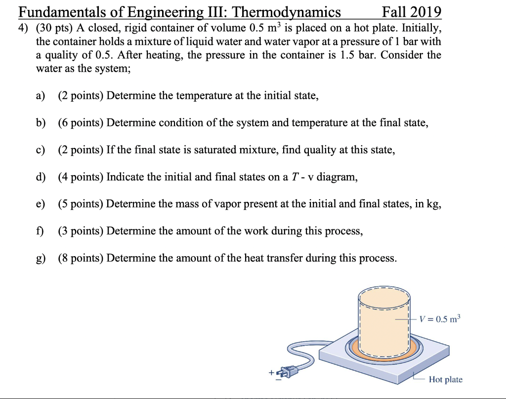 Solved Fundamentals of Engineering III: Thermodynamics Fall | Chegg.com