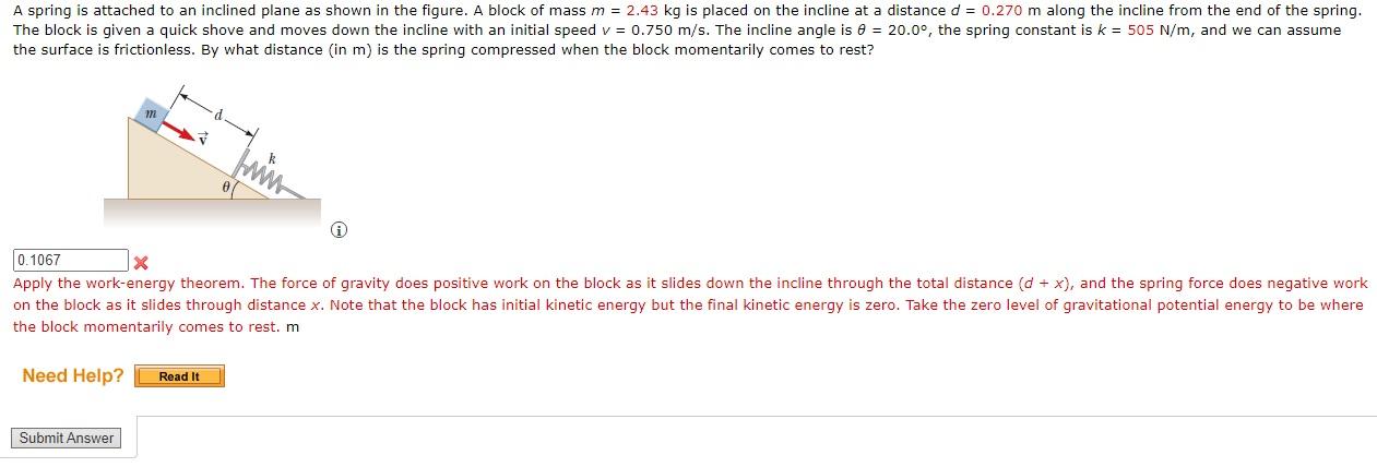 Solved A spring is attached to an inclined plane as shown in | Chegg.com