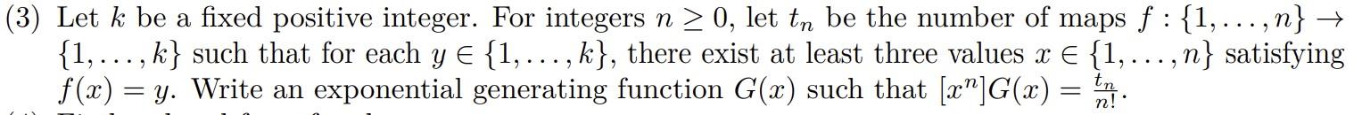 Solved 3) Let k be a fixed positive integer. For integers | Chegg.com