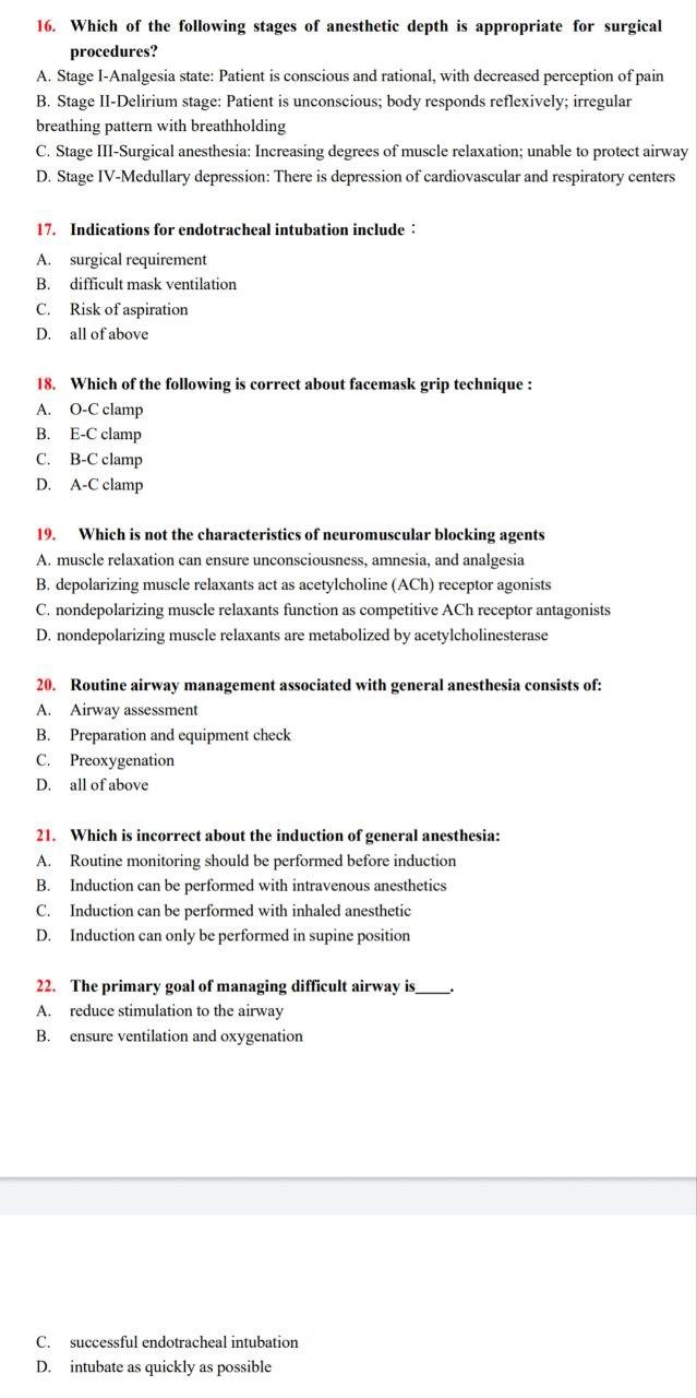Solved These Mcqs are from Anesthesia Subject from MBBS, | Chegg.com
