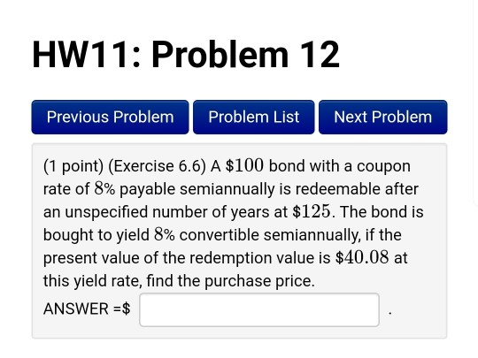 Solved HW11: Problem 12 Previous Problem Problem List Next | Chegg.com