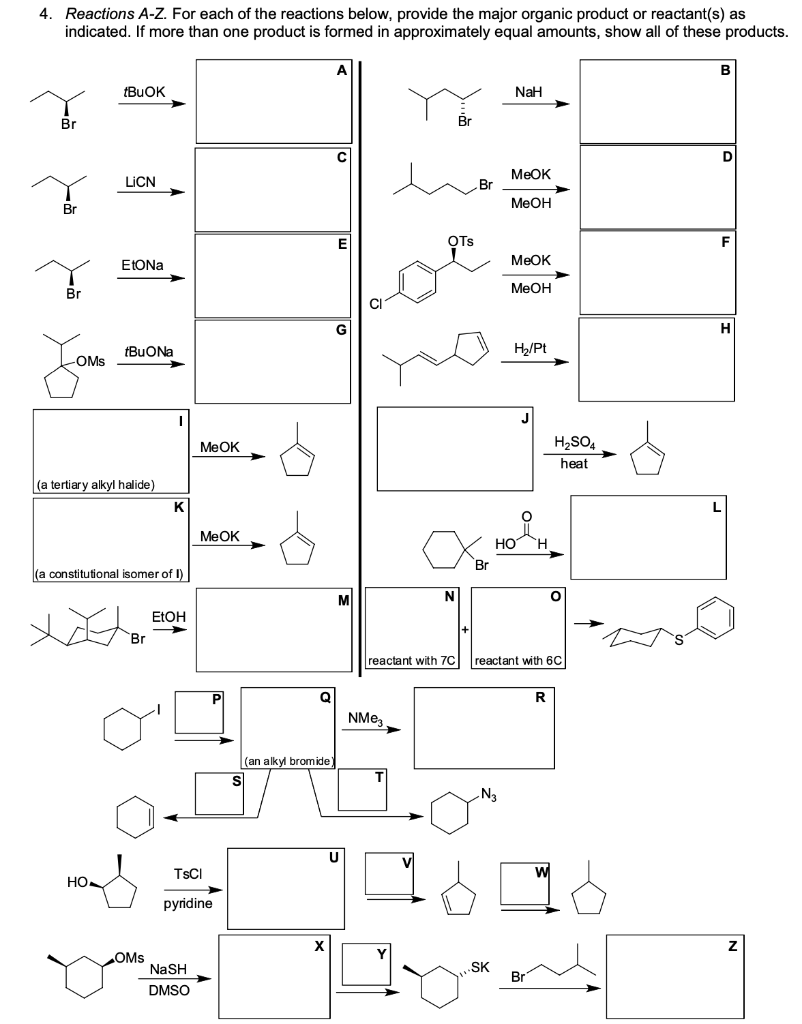 Solved Reactions A-Z. For each of the reactions below, | Chegg.com