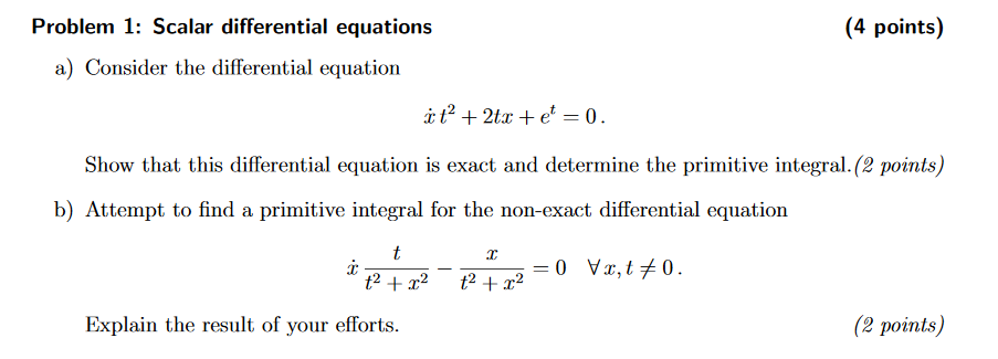 Solved Scalar differential equations: a.) Consider the | Chegg.com