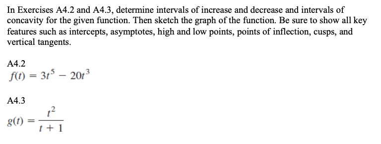Solved In Exercises A4.2 and A4.3, determine intervals of | Chegg.com