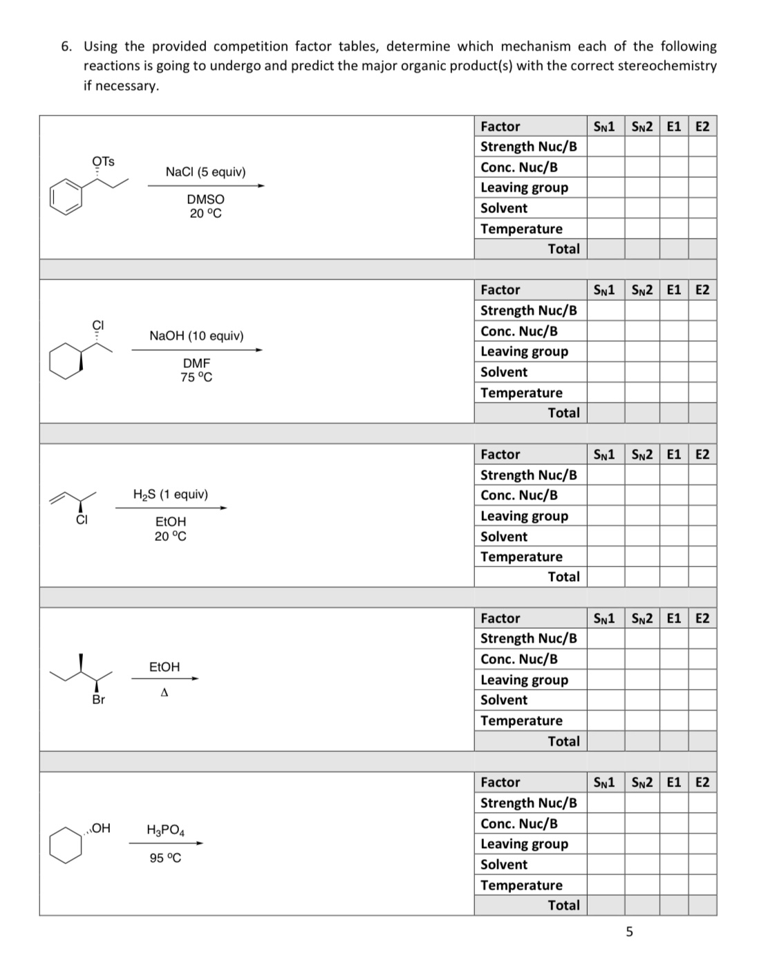 Solved 6. Using the provided competition factor tables, | Chegg.com