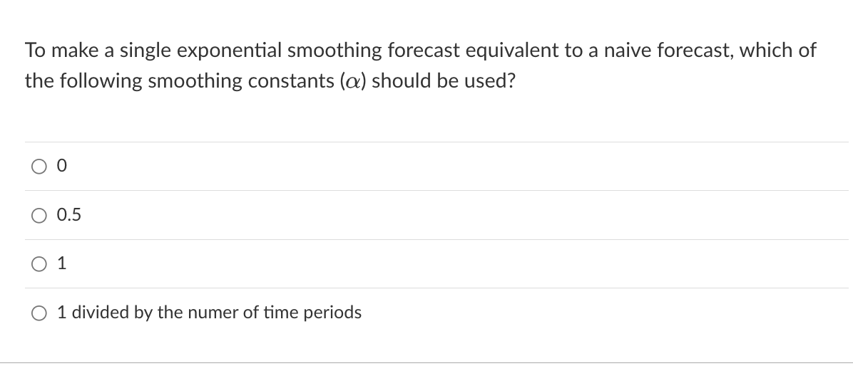 Solved To make a single exponential smoothing forecast | Chegg.com