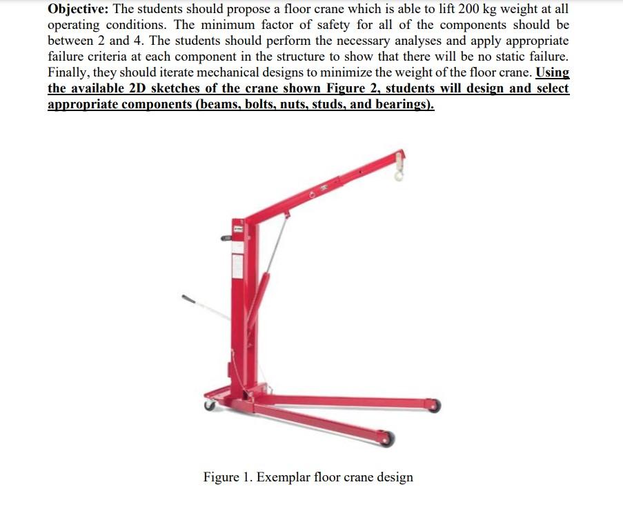 Solved Objective: The students should propose a floor crane | Chegg.com