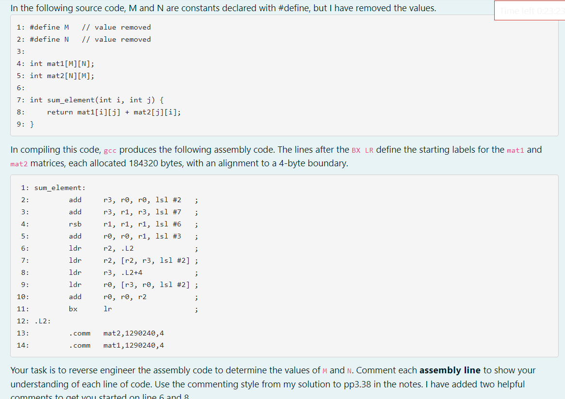 Solved In The Following Source Code M And N Are Constants 