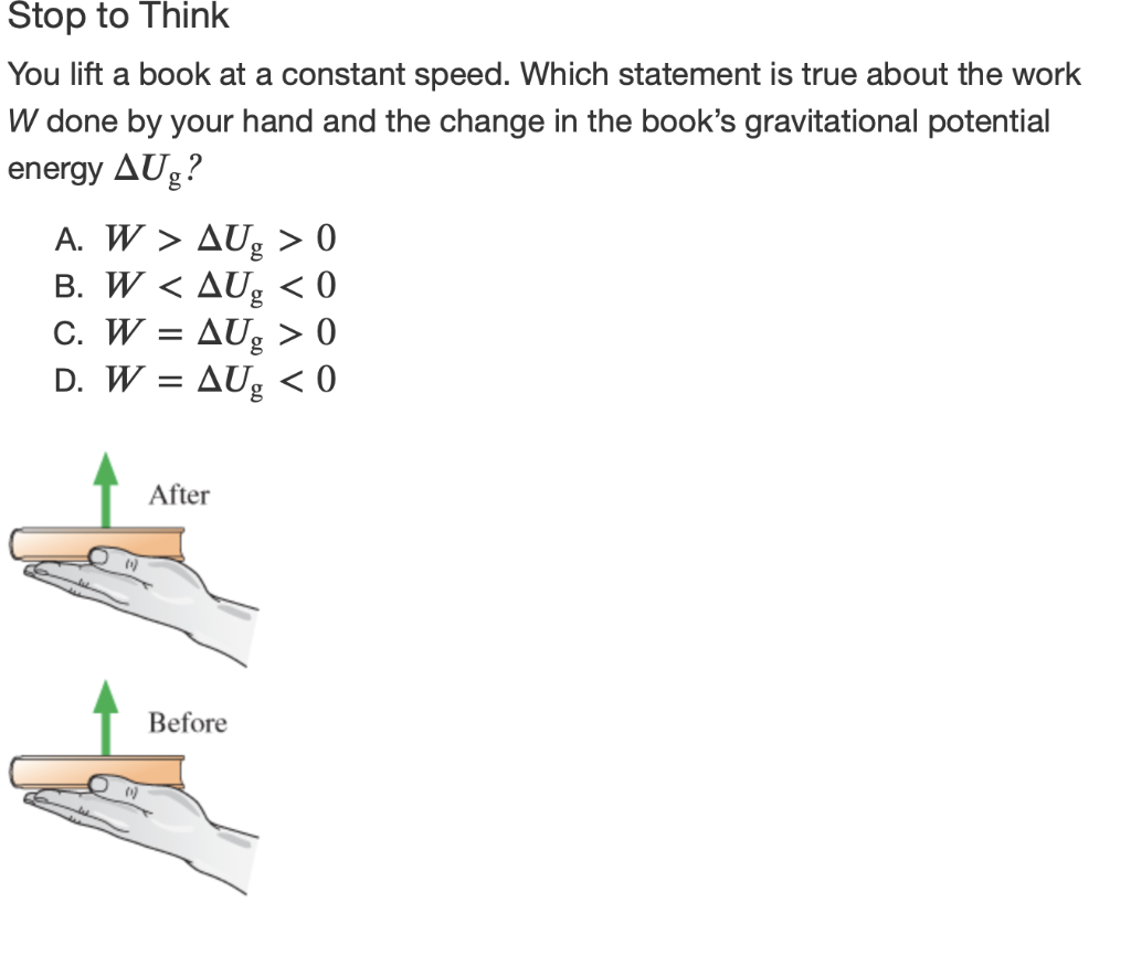 Solved Stop to Think You lift a book at a constant speed. | Chegg.com