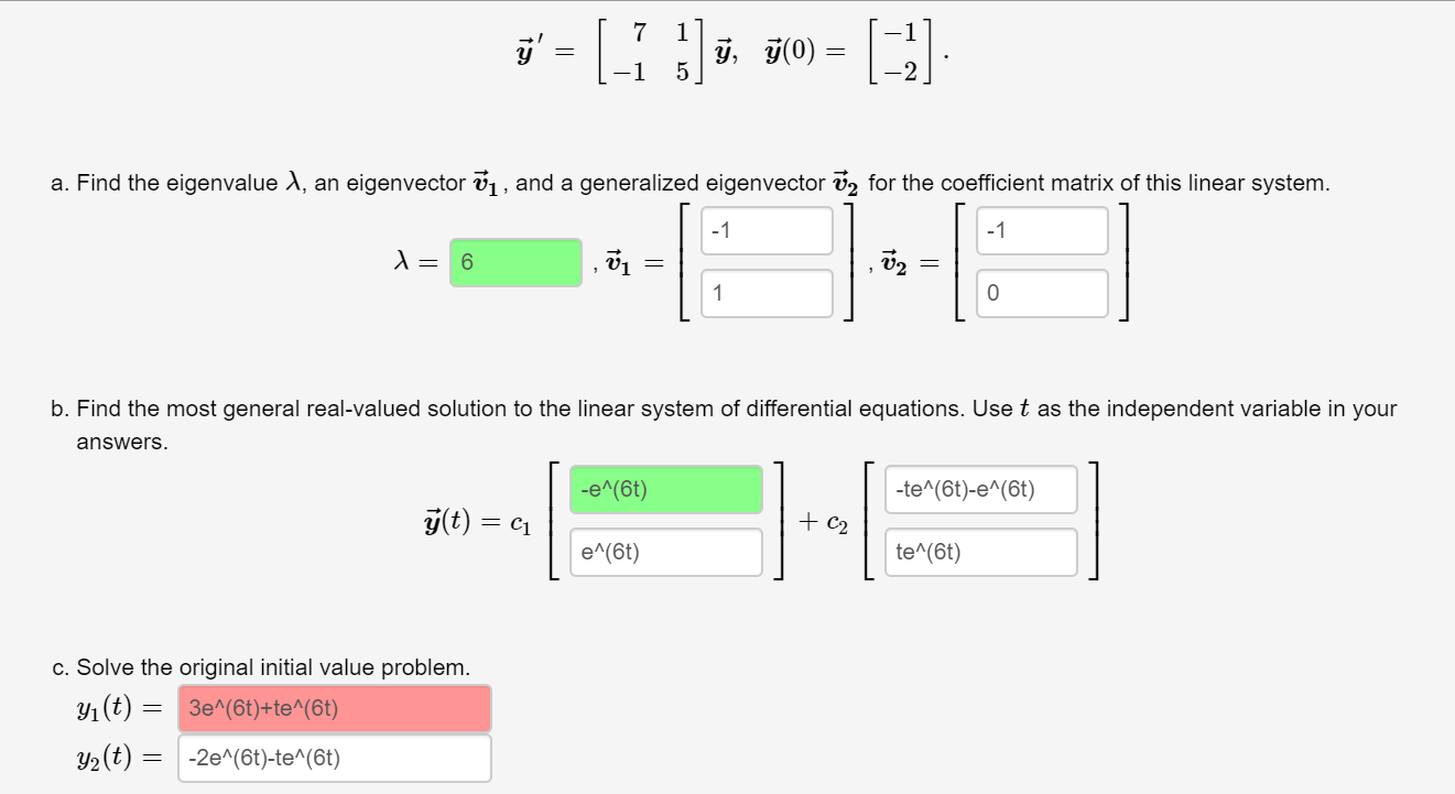 Solved 7 5 -1 a. Find the eigenvalue A, an eigenvector v1, | Chegg.com