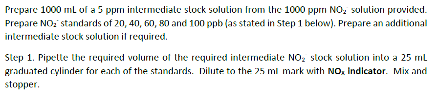 Solved Prepare 1000 mL of a 5 ppm intermediate stock | Chegg.com