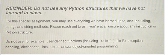 Solved REMINDER: Do not use any Python structures that we | Chegg.com