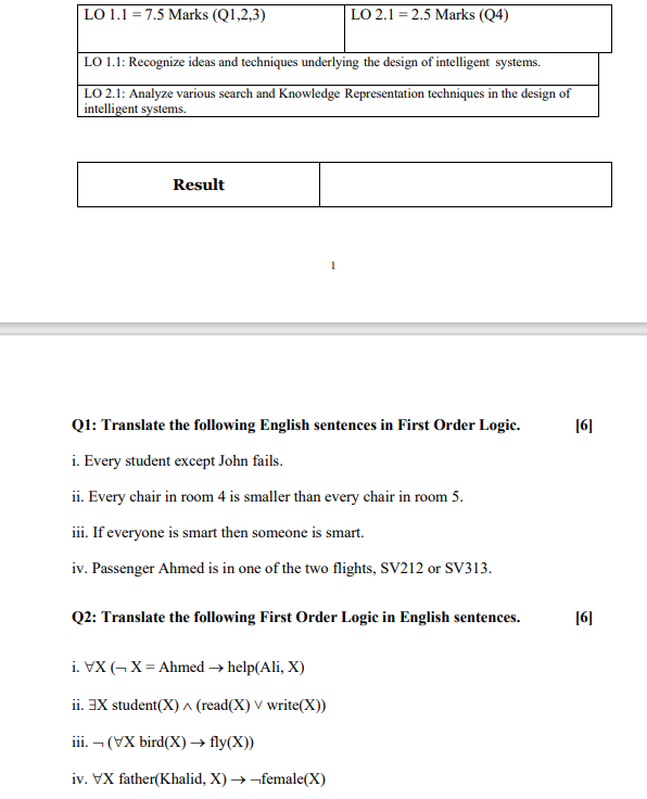 Solved Q1: Translate the following English sentences in | Chegg.com
