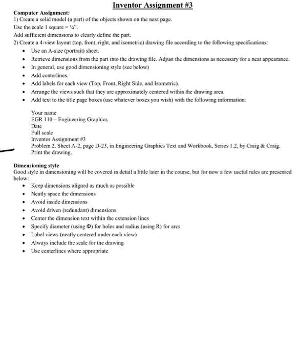 Solved Inventor Assignment #3 Computer Assignment: I) Create | Chegg.com