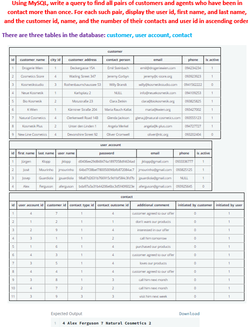 Solved Using Mysql Write A Query To Find All Pairs Of 